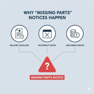Fixing “Missing Parts” Notices: Uploads, Dates, and Surcharges ...